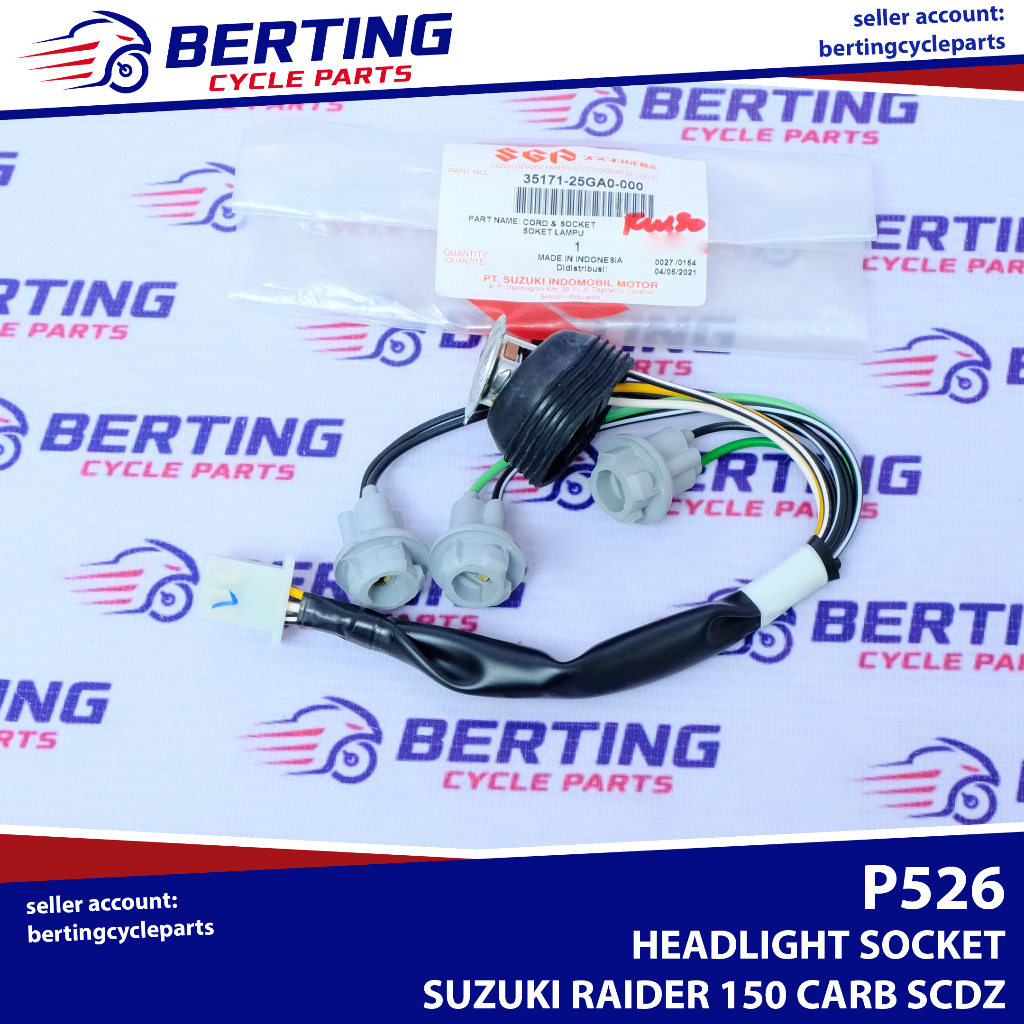 SGP HEADLIGHT SOCKET Suzuki Raider 150 Carb SCDZ Genuine 35171-25GA0 ...