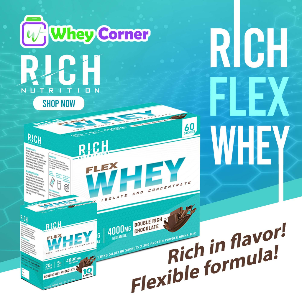 Rich Flex Whey Protein 60 Sachets FREE Tank top, tshirt or crop top ...