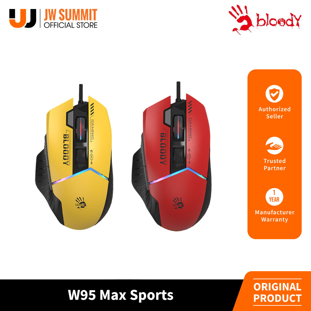 A4Tech Bloody W95 Max Sports Extra Fire 12000 CPI RGB Animation Backlit Wired Gaming Mouse ...