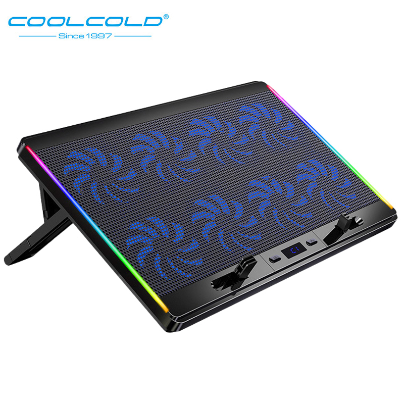 Gaming Laptop Cooler Eight Fan Led Screen Two USB Port Air Cooled ...