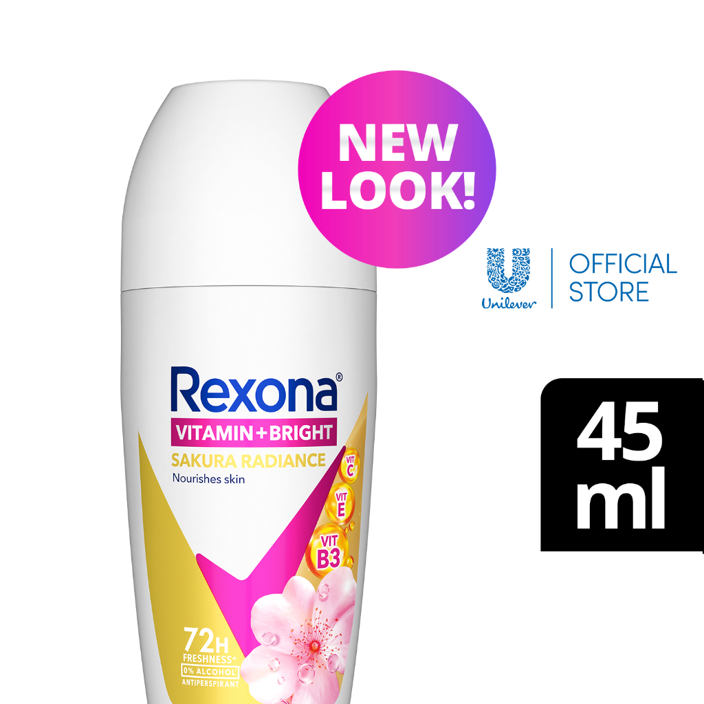 Rexona Vitamin + Bright Roll On Deodorant Sakura Radiance 45ml | Shopee ...