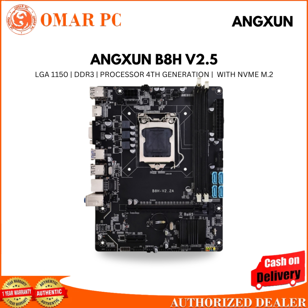 ANGXUN B8h V2.5 FOR INTEL 4TH GEN. BRANDNEW MOTHERBOARD | Shopee ...