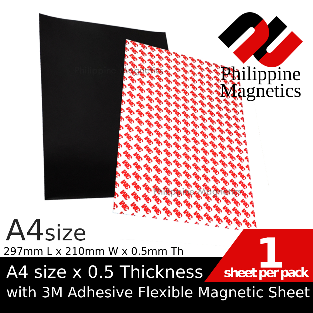A4 size Magnetic Rubber Sheet x 0.50mmTh WITH OR WITHOUT 3M Adhesive. 8 ...