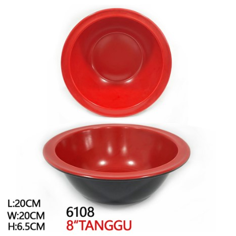 (6108) 8" Tanggu Bowl Japanese Style Red/Black Melamine Plate, Bowl ...