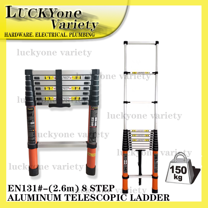 ALUMINUM TELESCOPIC LADDER [2.6M] 8 STEP EN131 | Shopee Philippines