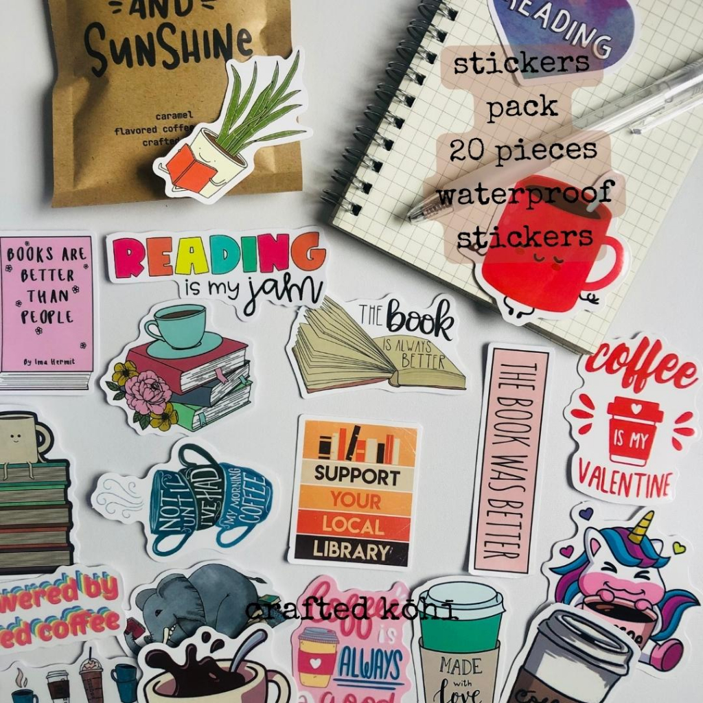 Sticker Pack | 20 pcs waterproof stickers | crafted kohi ADD ON ...