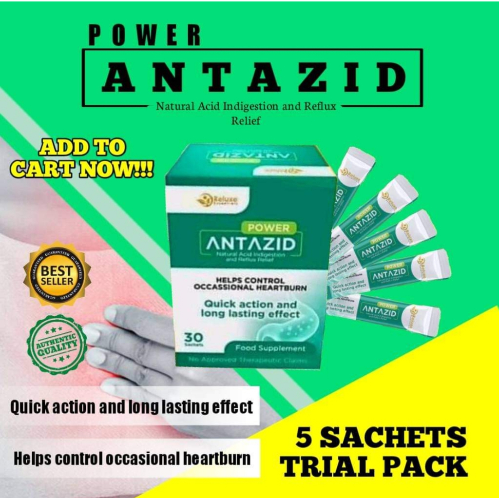 (5 SACHETS TRIAL PACK) POWER ANTAZID Natural Acid Indigestion and ...