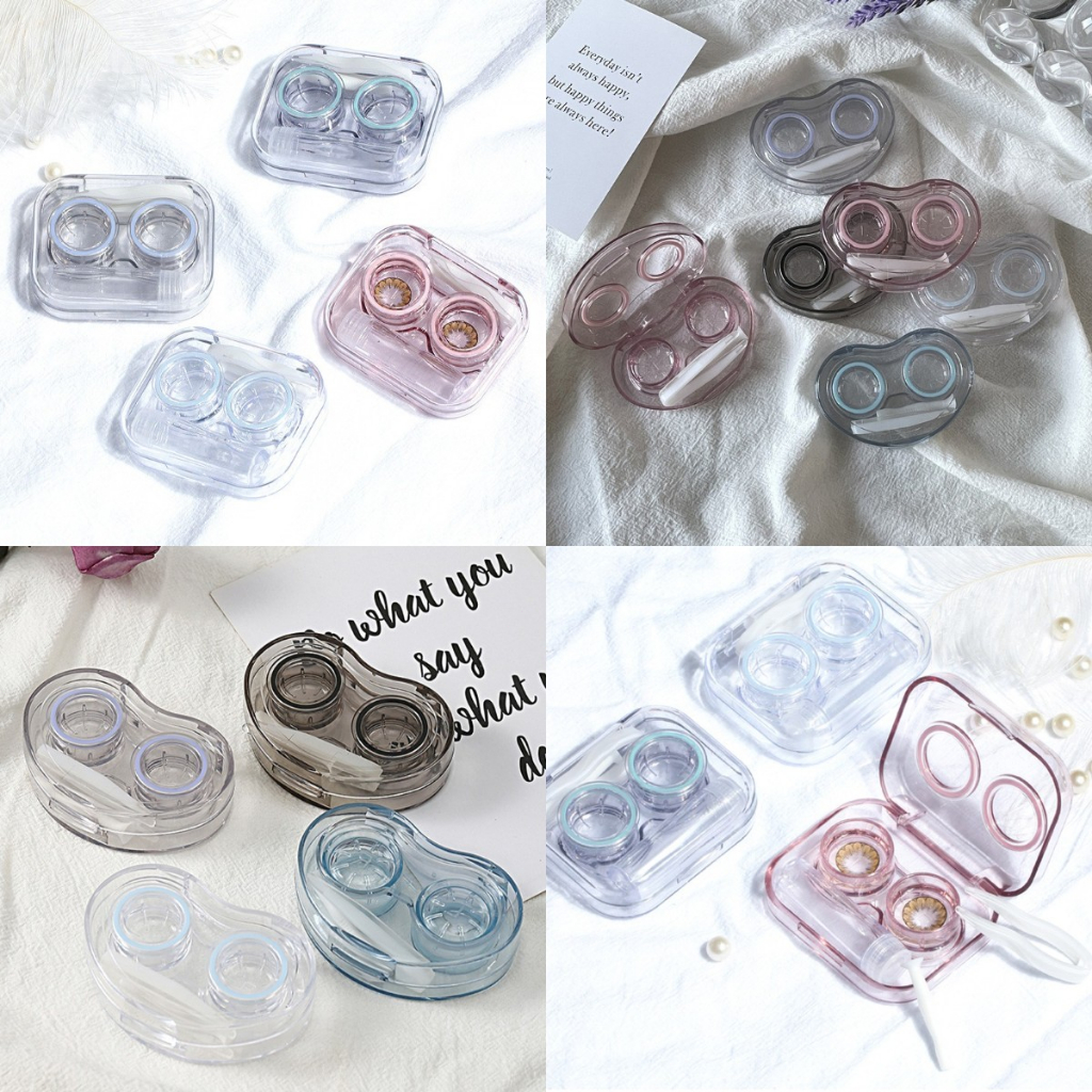 Contact Lens Case Transparent No Screw Cap Cute Portable Convenient ...