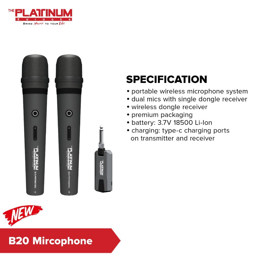Platinum Karaoke B20 Portable Wireless Microphone | Shopee Philippines