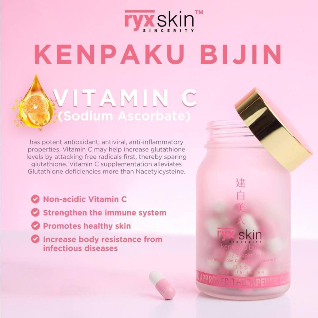 Authentic Ryx Skincerity Kenpaku Bijin Glutathione collagen 62 capsules ...