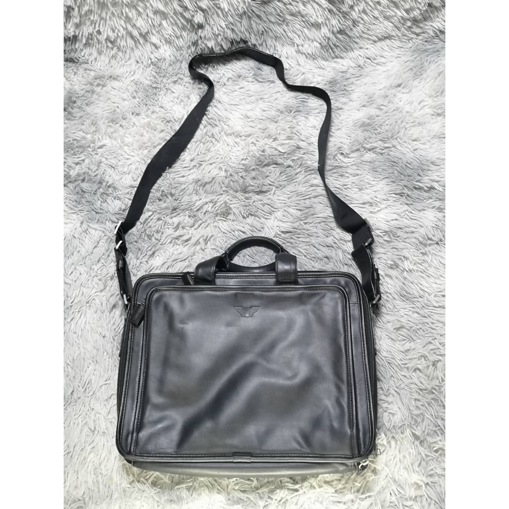 Offerman Black Leather Laptop Bag | Shopee Philippines