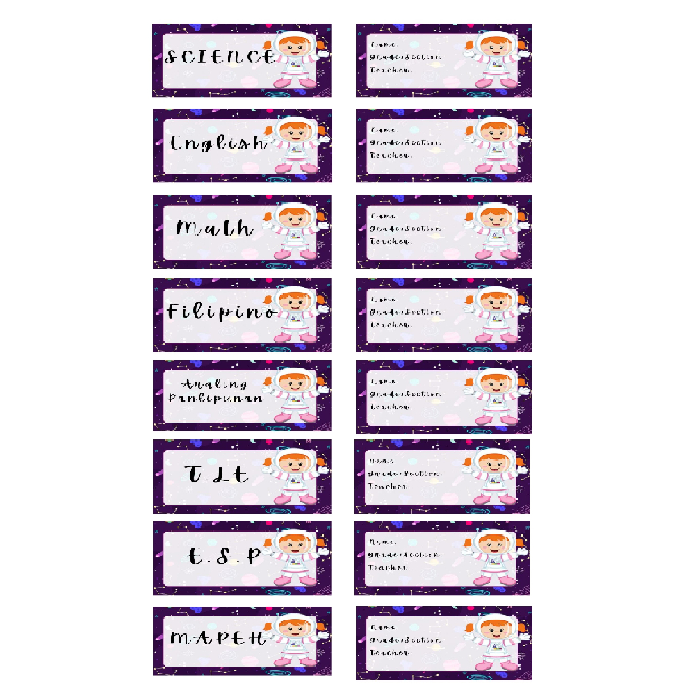 astro gurl subject & name sticker set(8subject 8 name label) | Shopee ...
