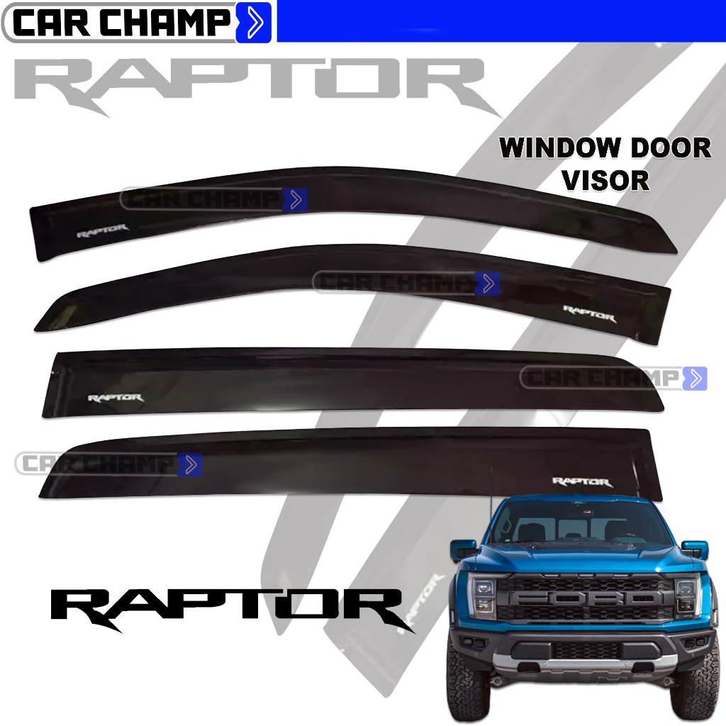 Ford Ranger Raptor 2018 to 2022 INJECTION TYPE Window Door Visor Black ...