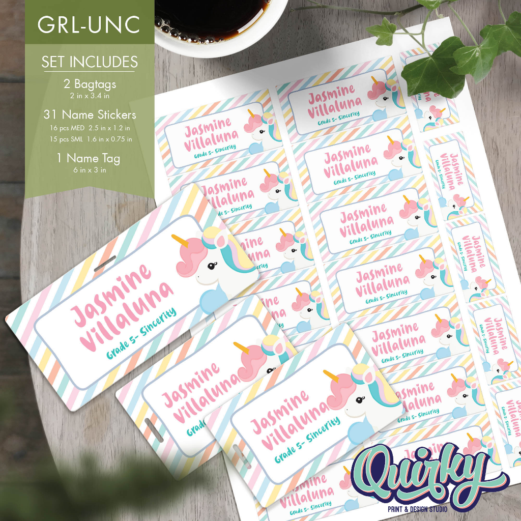 Personalized Back To School Set - Girl Designs - Name Tag, Bag Tag and ...