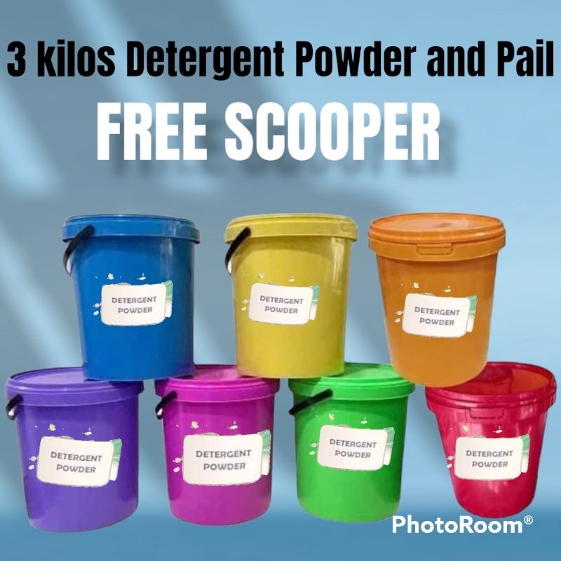 FREE SCOOPER 3 kilos Detergent powder plus COLORED Pail | Shopee ...