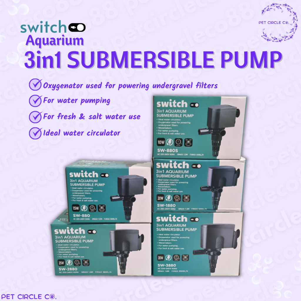 Aquarium 3in1 Submersible Pump Water Pump Switch SW-880S | SW-880 | SW ...