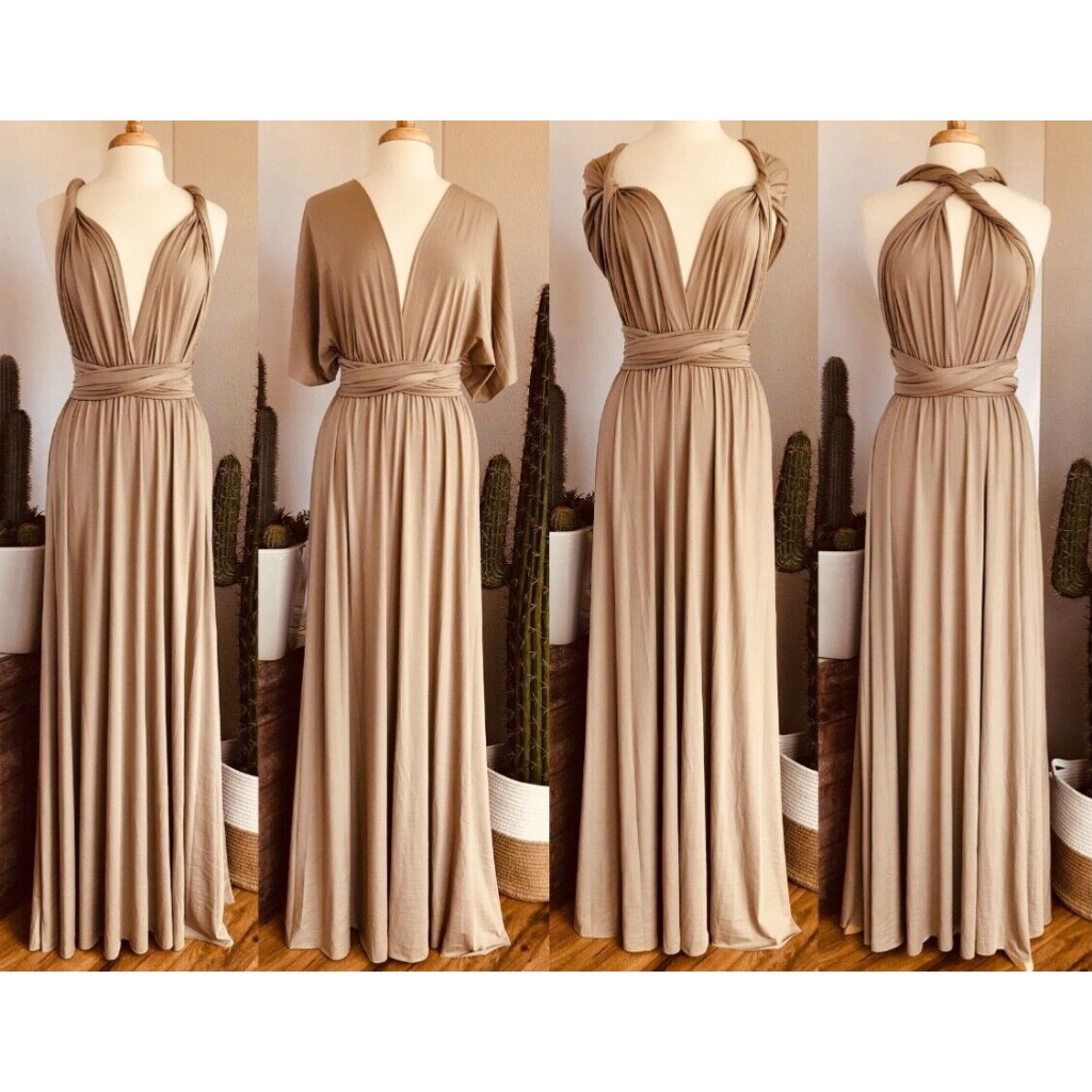 "SALE" NUDE BROWN Infinity Dress with Attached Tube Floorlength ...