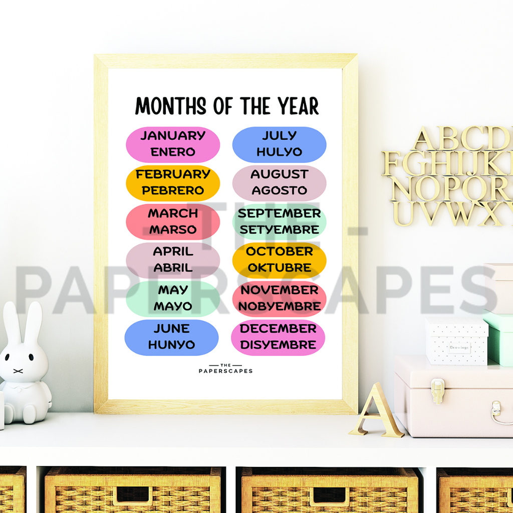 'MONTHS OF THE YEAR' Educational Laminated Wall Poster for Kids and ...