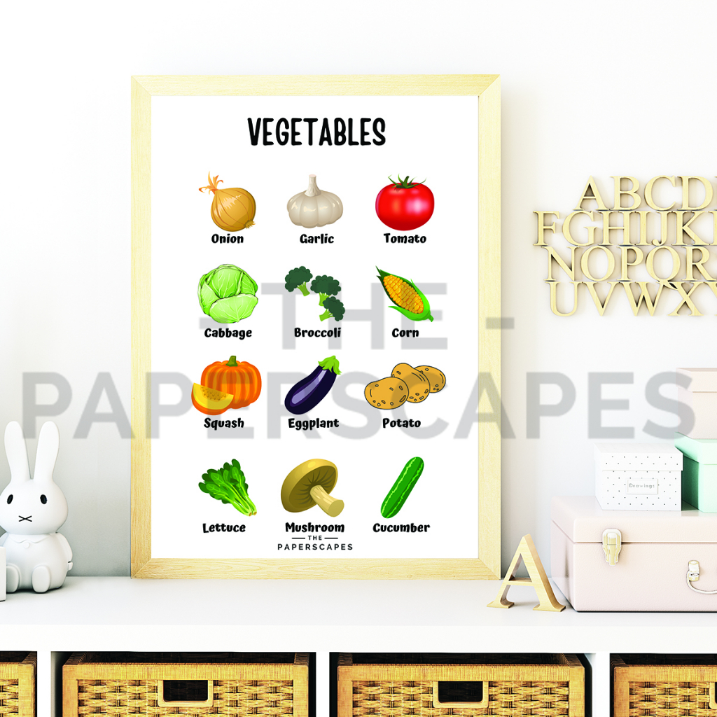 'VEGETABLES' Educational Laminated Wall Poster for Kids and Toddlers A4 ...