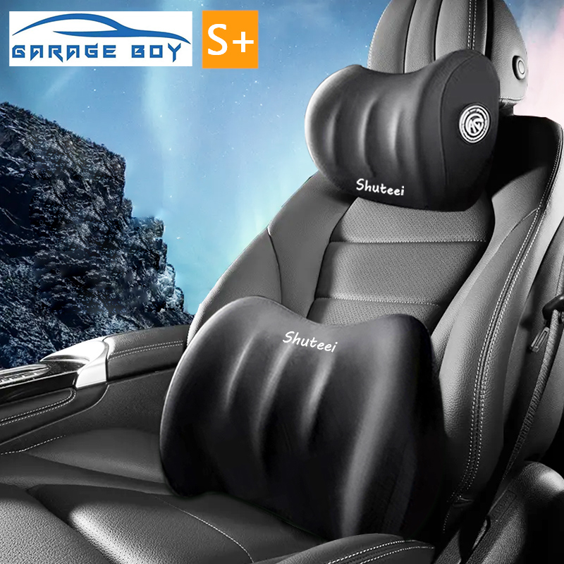 GARAGE BOY Memory Foam Car Headrest Set Neck Pillow Waist Car Seat ...