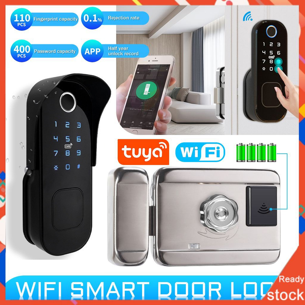 Fingerprint Door Lock Tuya WIFI Lock Waterproof Smart Lock Outdoor Gate ...