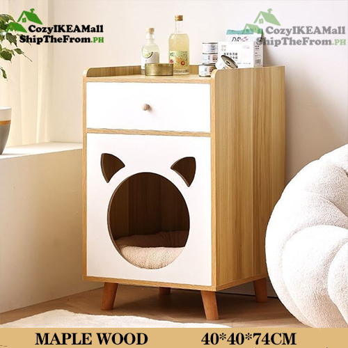 CozyIKEA Bedside Table Solid Wood Cat Kennel Bedroom Small Bedside ...