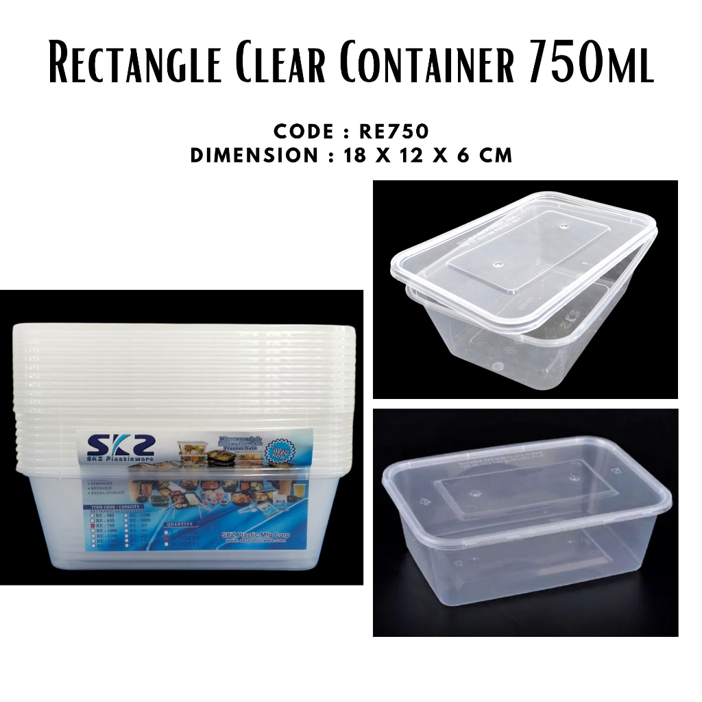 {SALE}RECTANGLE CLEAR CONTAINER 750ML/TUPPERWARE PLASTIC FOOD CONTAINER ...