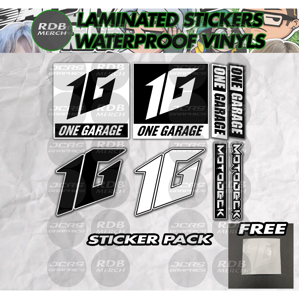 1G Motodeck One Garage Sticker Decal Pack - For motorcycle car van ...