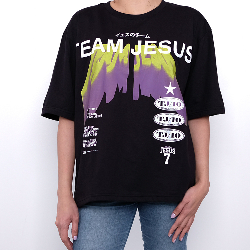 Worship Generation | Team Jesus Black Oversized Box Tee For Men And ...