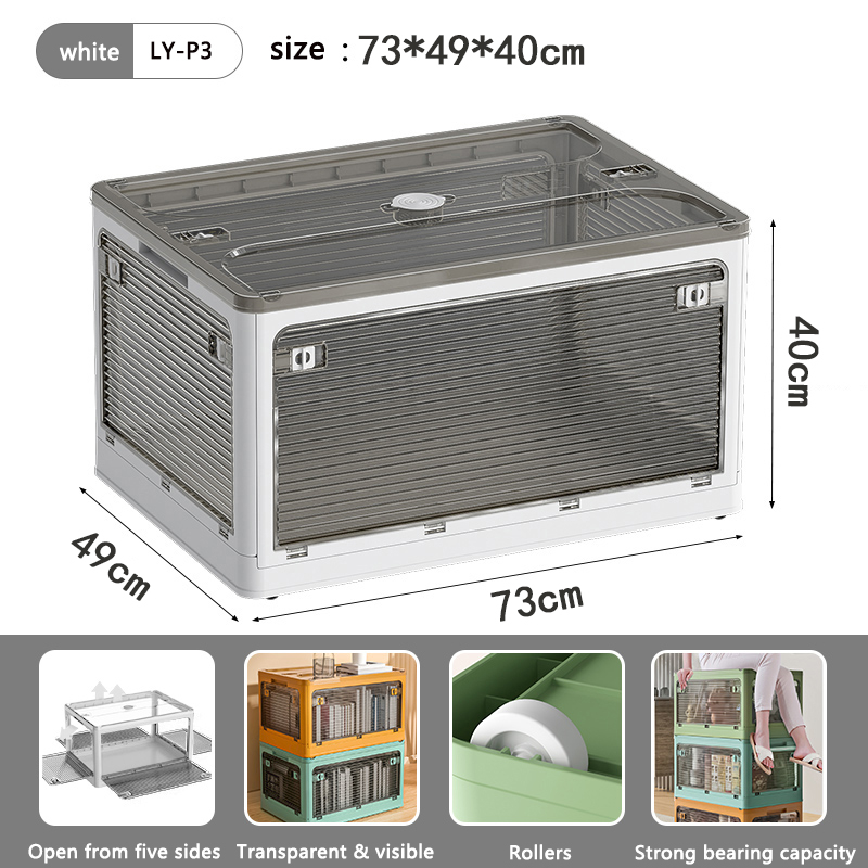 2PC 160L Foldable Storage Box With Wheels Plastic Clothes storage box ...