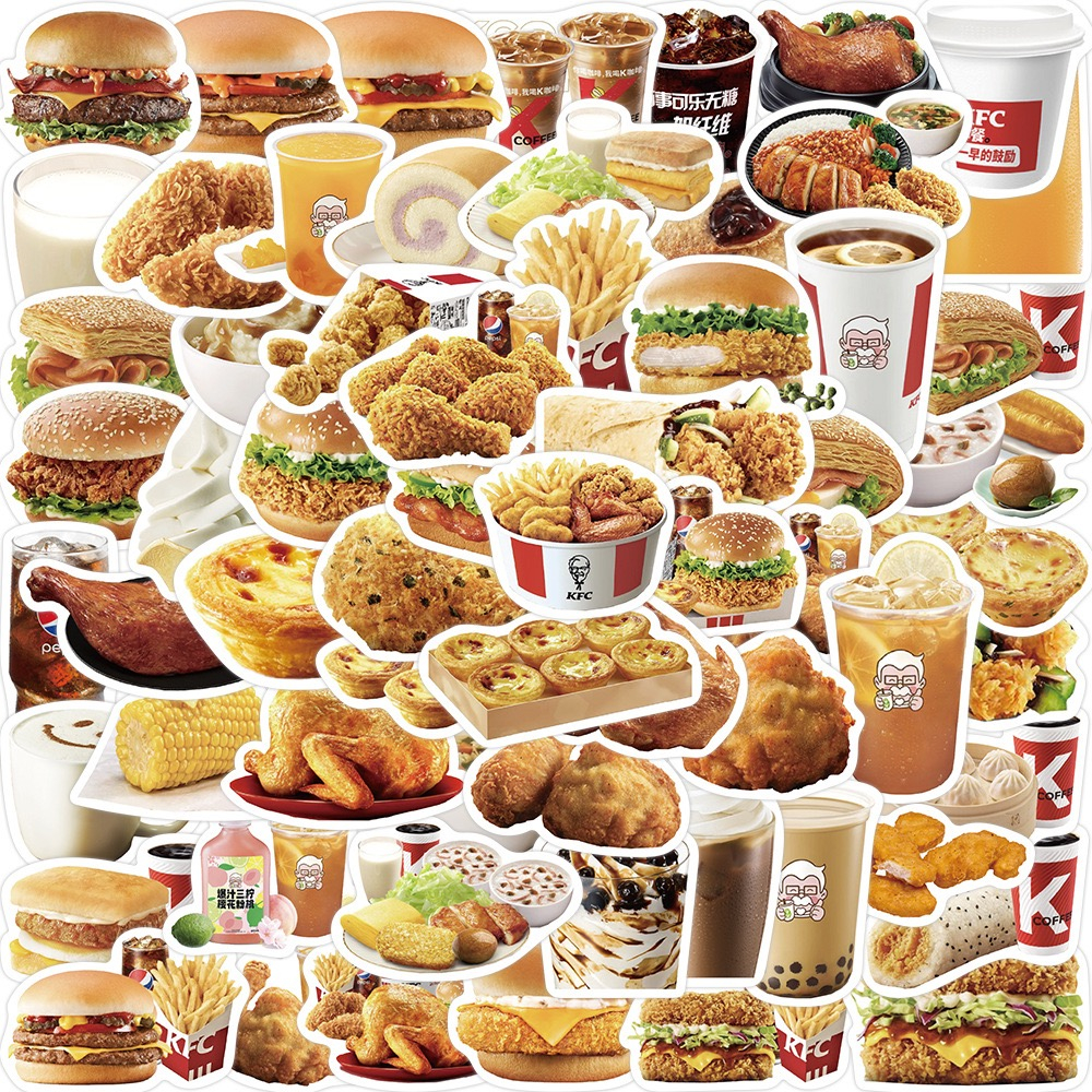 60pcs KFC Stickers Food Waterproof luggage scrapbook laptop phone ...