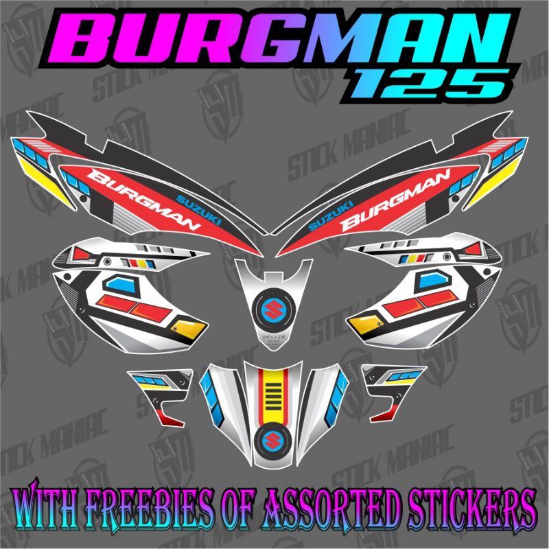 Suzuki Burgman 125 decals sticker, Laminated | Shopee Philippines