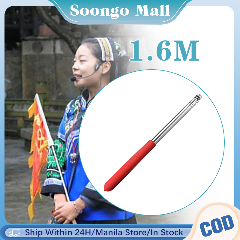 1.6M Telescopic Flag Pole Stainless Steel Tour Guide Flag Pole Teaching ...