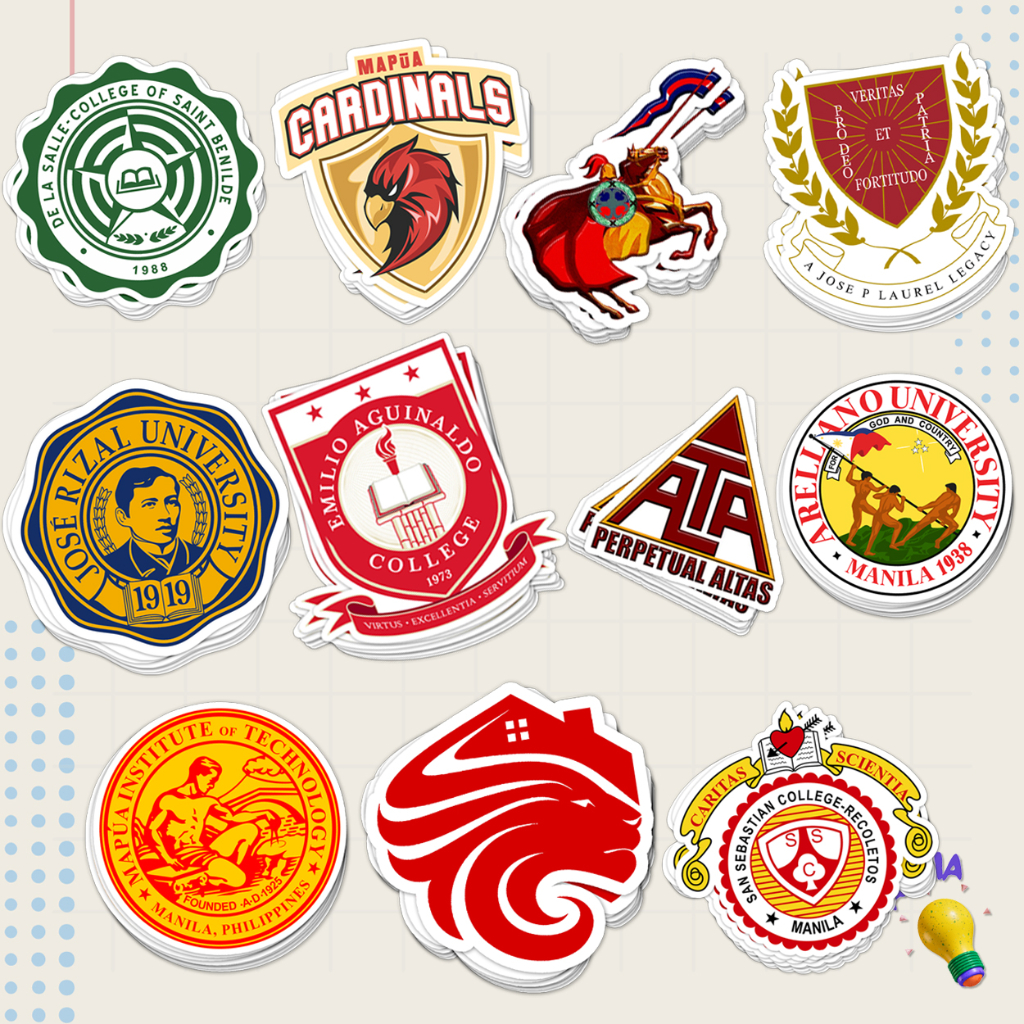 NCAA LOGO STICKERS - BASTE, BEDA, LYCEUM, BENILDE, LETRAN, MAPUA ETC ...