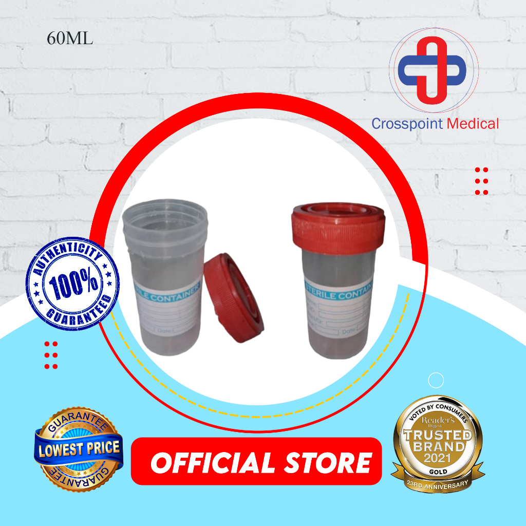 Urine and Stool Specimen Container with Label (Sterile, 60ml) BANDOM ...
