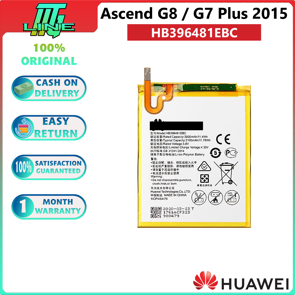 Original Hua-Wei G7 Plus Battery HB396481EBC 3000mAh Capacity | Shopee ...
