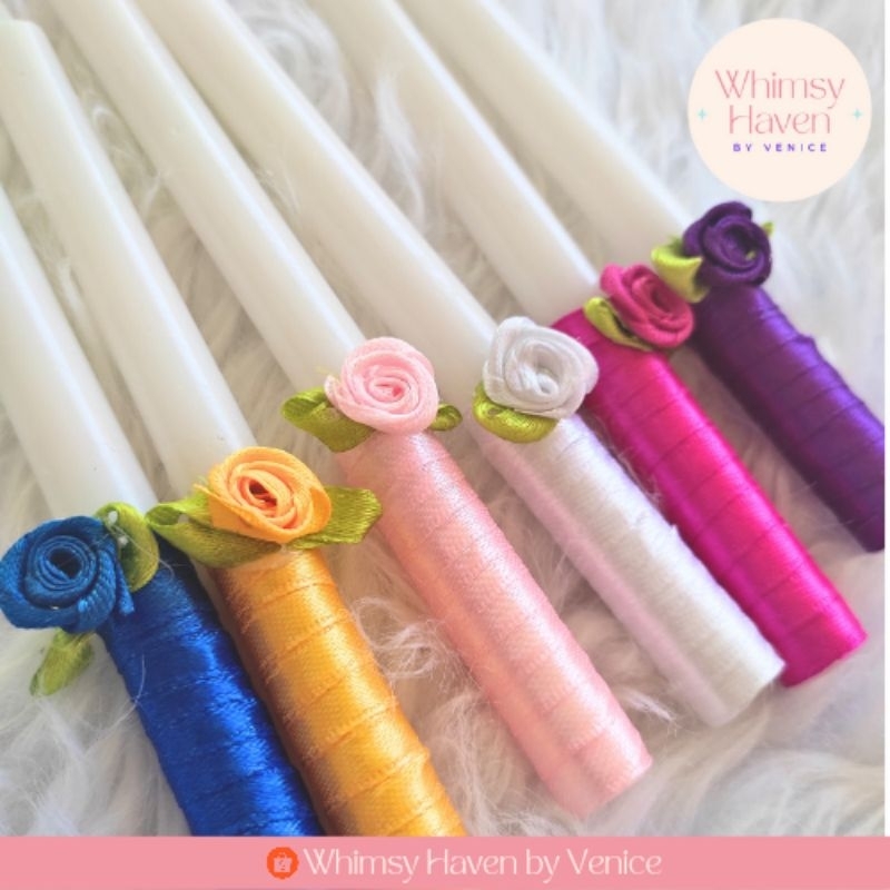 10 pcs Baptismal Candles Christening Candles with Flowers Birthday ...