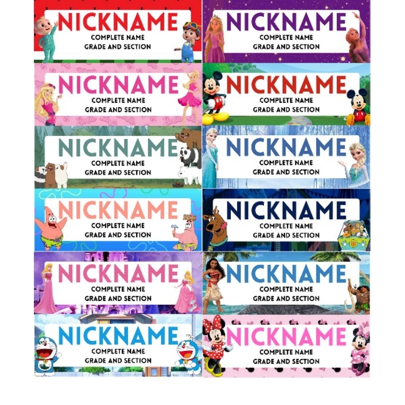 Cuztomized Name Tag for Kids 250microns Laminated Waterproof with ...