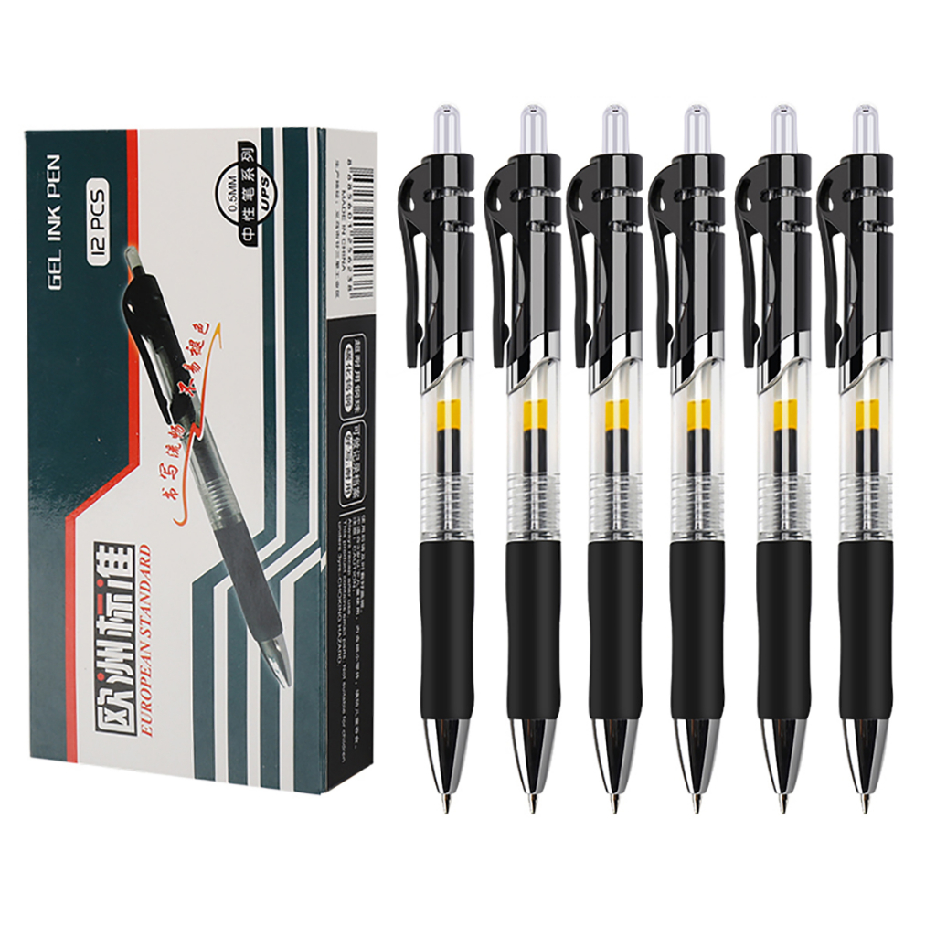 12pcs/set 0.5 mm push neutral black ballpen School supplies Stationery | Shopee Philippines