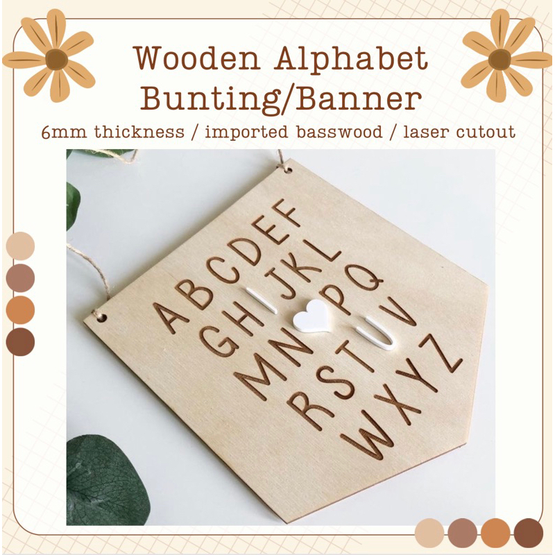 Wooden Hanging Alphabet Banner Bunting Alphabet Sign | Hanging Alphabet ...