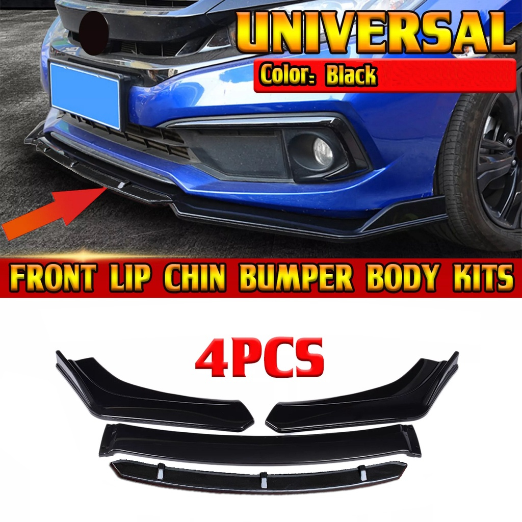 4x Matte Black Universal Front Bumper Diffuser Lips Body Kit Front ...