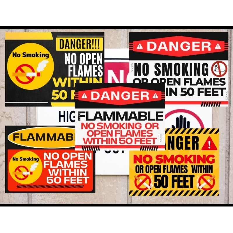 Flammable Safety Signage : No smoking or open flame within 50 feet ...