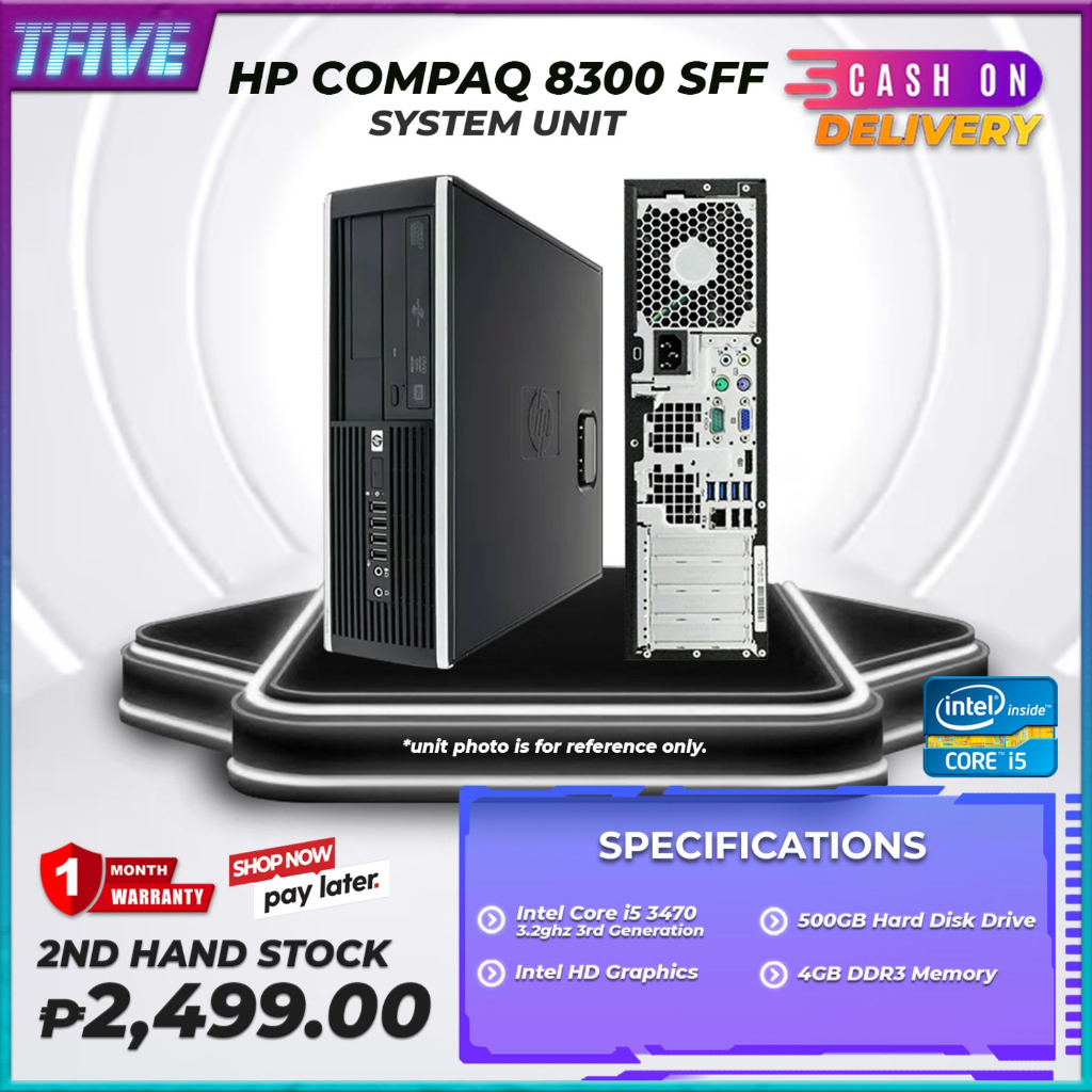 SYSTEM UNIT HP COMPAQ 8300 SFF INTEL CORE I5 3470 4GB 500GB HDD W/ FREE ...