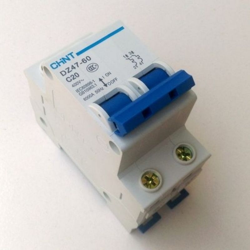 Circuit Breaker Switch CHINT DZ47-60 C20 AC230 400v 2P 20A Rated Current 2 Pole | Shopee Philippines