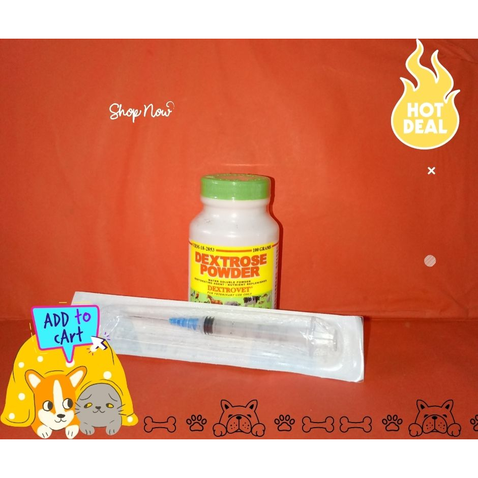 DEXTROVET Dextrose Powder 100g with 1 FREE 3ml SYRINGE | Shopee Philippines
