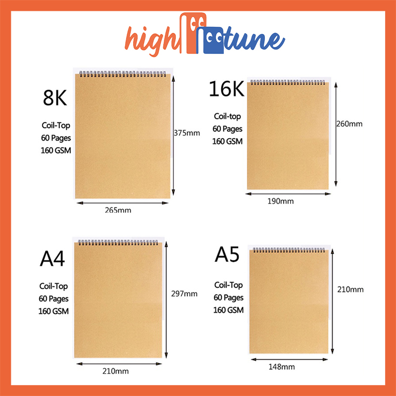 HIGTUNE A4/A5/8K/16K Professional Sketchbook Thick Sketchbook Hard Case Notebook Drawing Book 60 ...