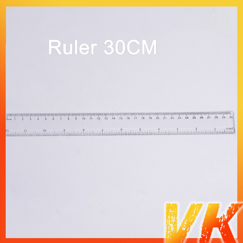 VK 4 in 1 Plastic Transparent Ruler Set 30CM School Stationery Supplies ...