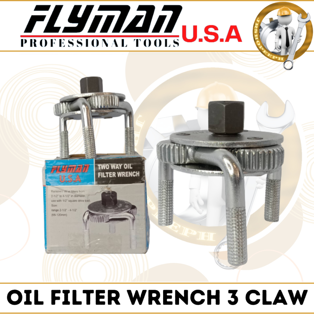 Jrshopeeph Flyman 3 Claw Oil Filter Wrench 65mm-120mm 3 Jaw Fuel Filter ...