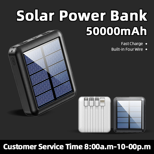Solar Power Bank 80000mAh Mini Powerbank With Cord Powerbank Original ...