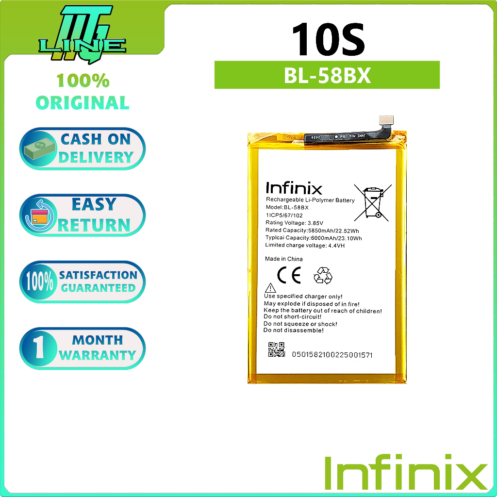 Original Infinix Hot 10s Battery BL-58BX 6000mAh Capacity | Shopee ...